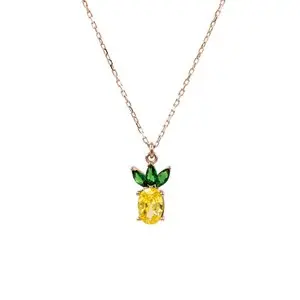 1610ISTANBUL Pineapple Pendant Necklace - Silver