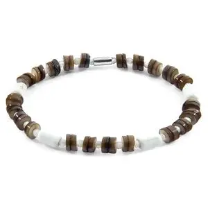 ANCHOR & CREW Maisie Silver & Freshwater Shell Bracelet - Brown