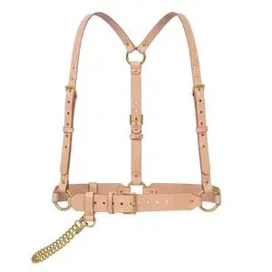 HAUTE CUIR Chained Leather Body Harness - Black/brown