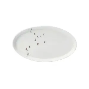 DEDE JOHNSTON Skier Oval Dish - White