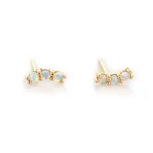 LA KAISER 14kt Gold Opal Stud Earrings - Yellow