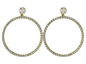 VICKISARGE Large Hoop Earrings In Gold With Crystals - Yellow