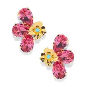 THE PINK REEF Marigold Crystal Stud Earrings - Pink