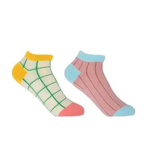 PEPER HAROW - MADE IN ENGLAND Grid And Dash Trainer Socks Bundle - Pink/white