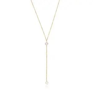 LILY & ROO Pearl Lariat Necklace - Gold