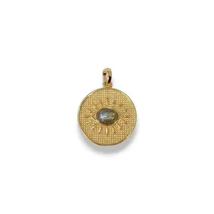 ALEXIE OF ATHENS Protection Labradorite Evil Eye Medallion - Gold