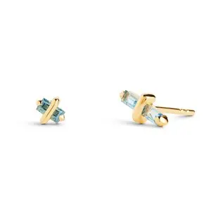 KASUN LONDON Kasun Candy Kiss November Topaz Vermeil Earrings Blue/gold