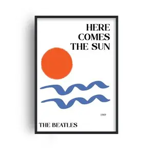 FANCLUB Blue / Red Here Comes The Sun Beatles Inspired Retro Giclée Art Print - Blue/red