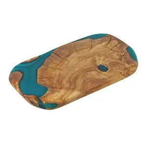 GREYMINT Blue / Brown Yaya Olive Wood Board With Blue Resin - Blue/brown
