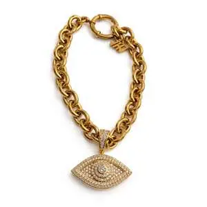 JAGGED HALO JEWELRY Chunky Chain Evil Eye Bracelet - Gold