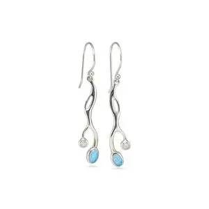 ISLA SILVER Blue And White Opalite Drop Earrings - Blue/silver