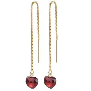 KATY FAYE Louise Garnet Heart Threader Earrings - Gold/red