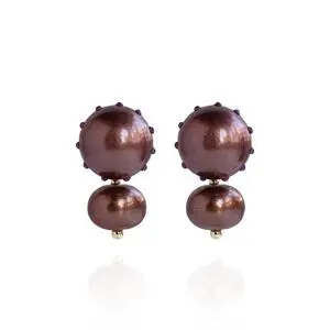 SAULE LABEL Livia Dangle Earrings Brown