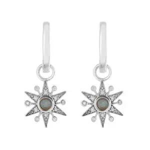 ZOHREH Limited Edition Diamond And Labradorite Star Hoop Earrings - Silver