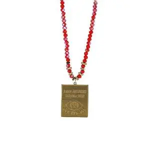 EBRU JEWELRY Sterling Silver 18k Gold Plated Pendant Necklace With Red Crystal Beads - Silver/gold/yellow