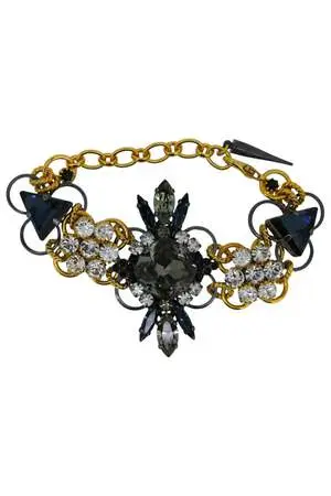 VICKISARGE Willemina Statement Bracelet With Austrian Crystals - Black/grey