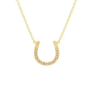LEE RENEE Lucky Diamond Horseshoe Pendant Necklace - Gold
