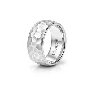 UNALOE Classic Domed Band With Hammered Texture - Silver