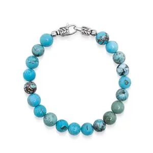 NIALAYA JEWELRY Turquoise Beaded Bracelet With Sterling Silver Clasp - Silver/blue