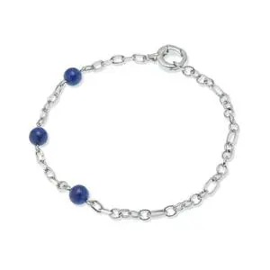 Grossé Platinum Plated Lapis Lazuli Gemstone Bracelet - Silver/blue