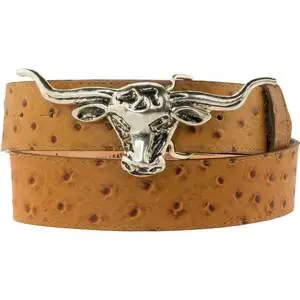 PEACHY BELTS LTD Leather Belt With Steer's Head Buckle - Brown