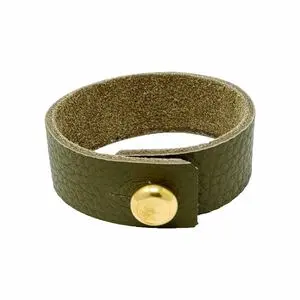 N'DAMUS LONDON Leather Bracelet With Brass Button - Green