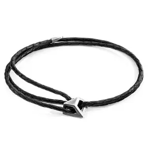 ANCHOR & CREW Arthur Braided Leather Bracelet - Black