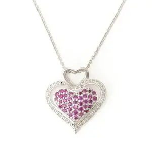 BELINDA JEWELZ Silver Ruby And Topaz Heart Pendant Necklace - Silver/pink