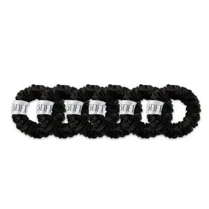 6FIFTYTWO® Mini Mulberry Silk Scrunchies Set - Black