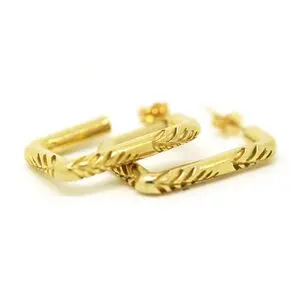 ETTA BURTON JEWELLERY Tropical Square Hoop Earrings - Gold