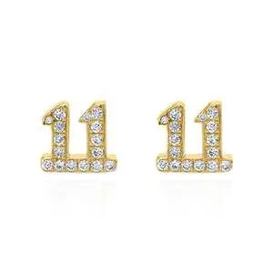 LUNA CHARLES Laila 11:11 Stud Earrings With Pave Crystals - Gold