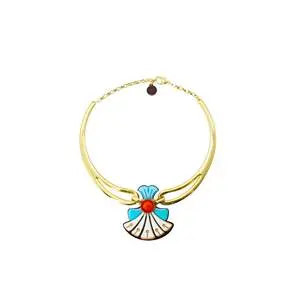 GISSA BICALHO Handmade Acrylic Collar Necklace - Blue/white