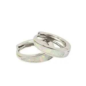 HARFI Tapered Huggie Hoop Earrings - White/silver