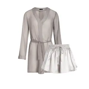 JE MÉRITE (I DESERVE) Shirt Dress & Tap Short Set - Grey/silver