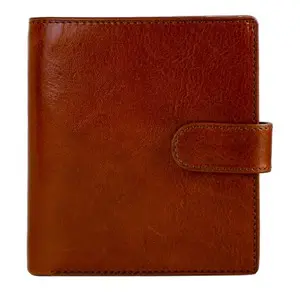 TIME RESISTANCE Leather Bifold Wallet With A Snap Closure Ironweed Cognac - Brown