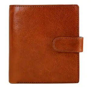 TIME RESISTANCE Leather Bifold Wallet With A Snap Closure Ironweed Cognac - Brown