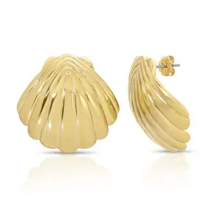 GLAMROCKS JEWELRY Venus Shell Stud Earrings - Gold