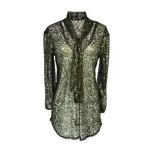 JENNAFER GRACE Sequin Tie-front Blouse