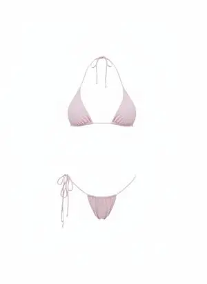 DEAR LOVER Triangle Bikini Set With Adjustable Tie Back - Pink