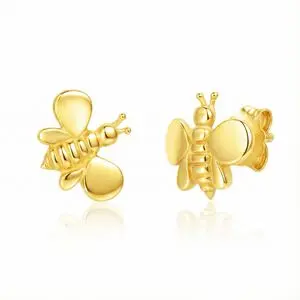 UNALOE Plated Bee Stud Earrings - Gold