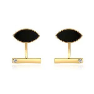 RETRO CHIC Black Agate Gladiator Earrings - Black/gold