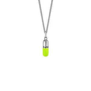TRUE ROCKS Sterling Silver Mini Pill Pendant Necklace - Silver/green