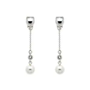 EMMA HOLLAND JEWELLERY Platinum Chain Clip Earrings - White/silver