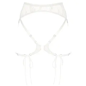 MONIQUE MORIN LINGERIE Moonstruck Lace Harness Crystal - White