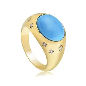 PREETI SANDHU Dome Ring With Turquoise And White Sapphires - Gold/blue