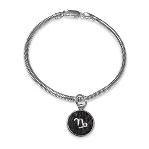 N'DAMUS LONDON Capricorn Zodiac Leather And Sterling Silver Bracelet - Black