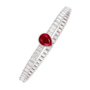 MAISON DE GALA Drop Bracelet - Silver/red