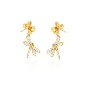 MILOU JEWELRY Dragonfly Drop Earrings - White