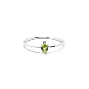 NASI SILVER Pear Atarah Ring Peridot & White Topaz - Green