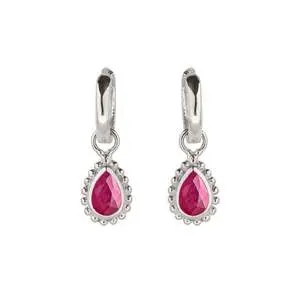 CHARLOTTE'S WEB JEWELLERY July Birthstone Sterling Silver Huggie Hoops With Ruby - Red/silver
